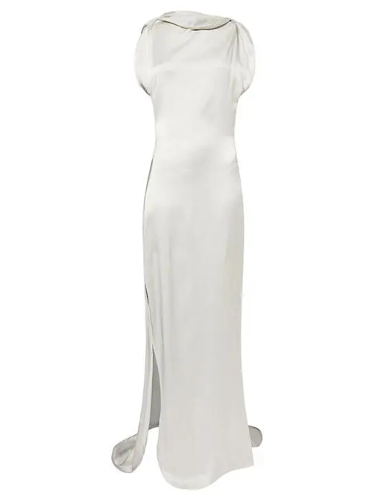 Victoria Beckham Carla Split-seam Satin Gown - Magnesium