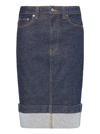 Khaite Kendra Turn-up Denim Skirt - Benson