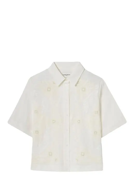 Claudie Pierlot Embroidered Cotton-blend Shirt - Ecru