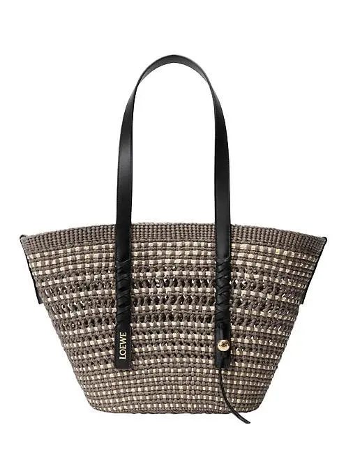 Loewe Braid Medium Woven Basket Tote - Khaki/natural
