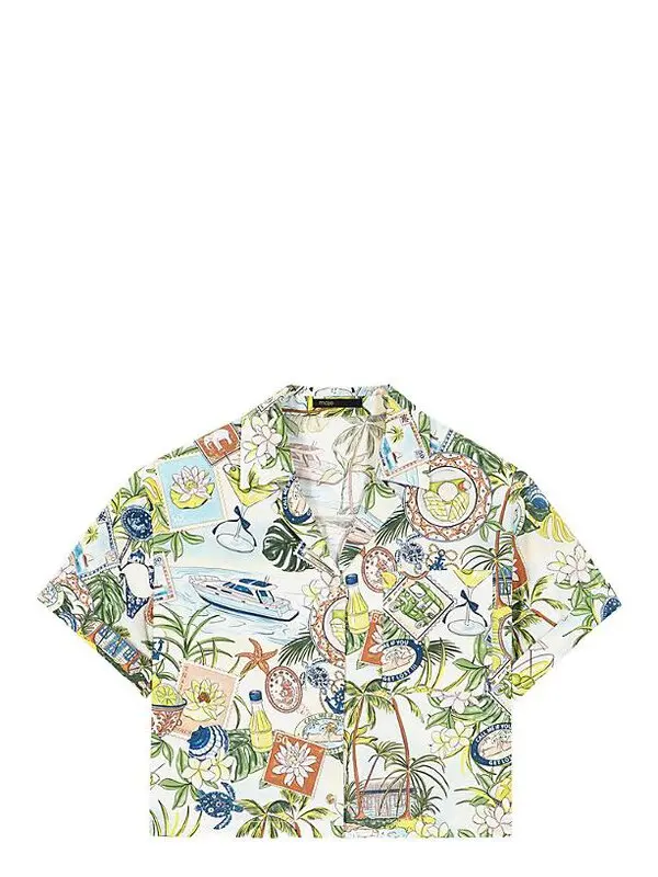 Maje Postcard-print Cotton Shirt - Postcard Print