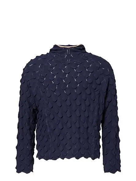 BRAIN DEAD Bubble Knit Long-sleeve Woven Hoody - Midnight Blue