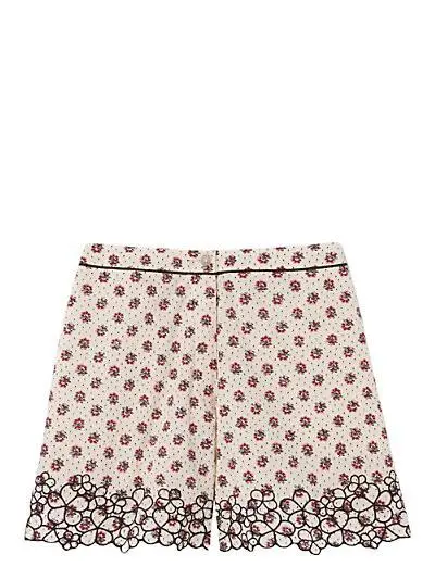 Claudie Pierlot Floral Embroidered Cotton-poplin Shorts - Light Print