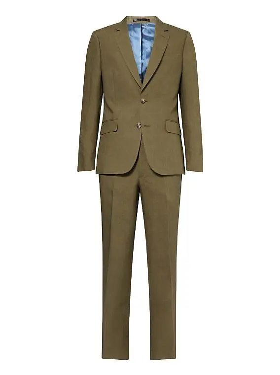 Paul Smith Single-breasted Linen Suit - Olive