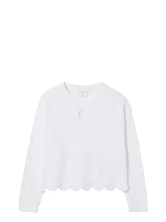 Claudie Pierlot Cotton-jersey Sweatshirt With Scalloped Hem - Ecru