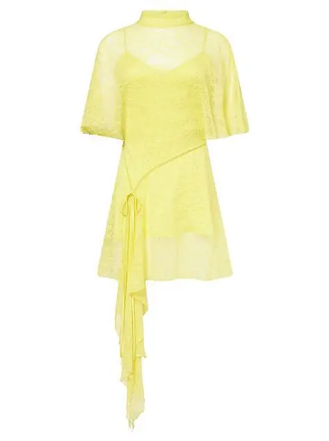 David Koma Dipped-hem Lace Mini Dress - Yellow
