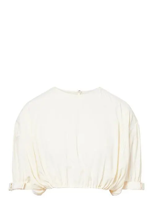 Rabanne Silk-blend Cropped Blouse - Ecru