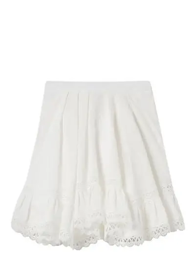 Claudie Pierlot High-rise Lace-trim Woven Mini Skirt - Ecru