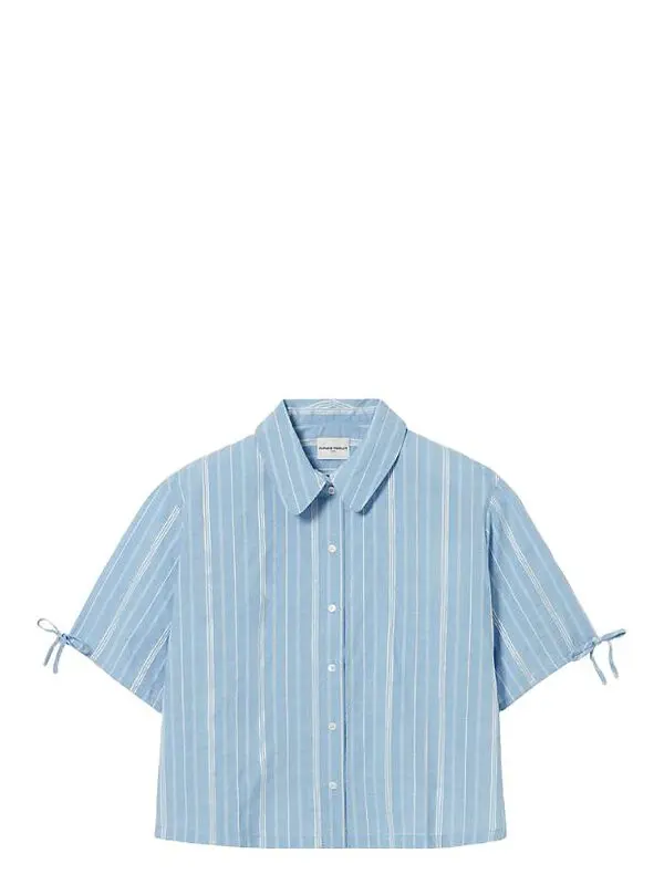 Claudie Pierlot Striped Tie-cuff Cotton-blend Shirt - Dual-color