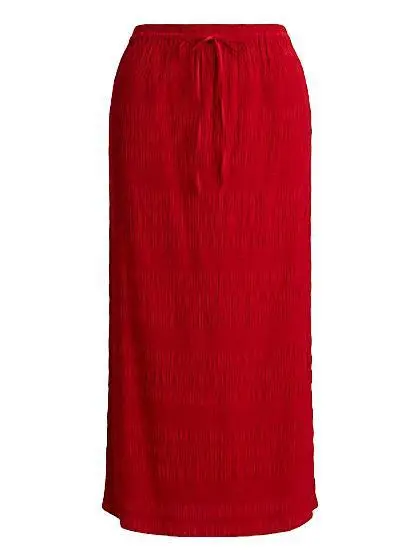 Polo Ralph Lauren Seersucker Woven Midi Skirt With Elasticated Waist - Cruise Red