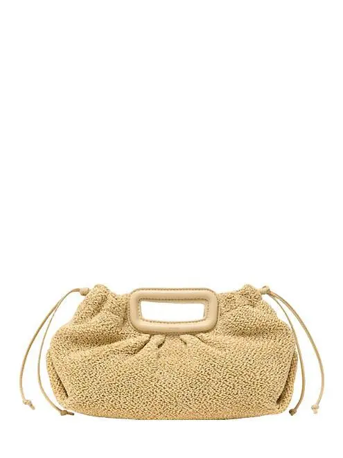 Maje Bouclé-effect Woven Clutch Bag - Sand