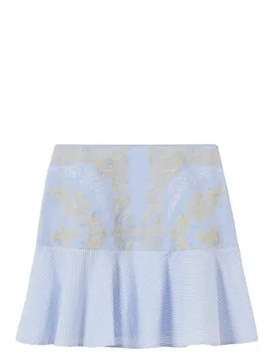 Claudie Pierlot Cotton Mini Skirt With Embroidery And Ruffle Hem - Multicolored