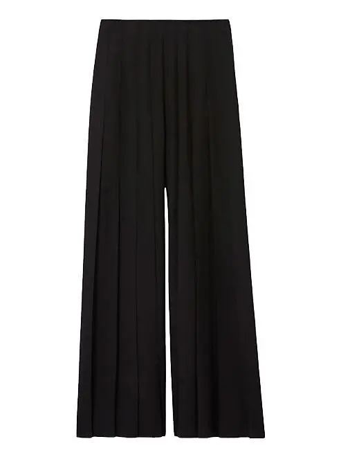 Claudie Pierlot Pleated Wide-leg Woven Trousers - Black