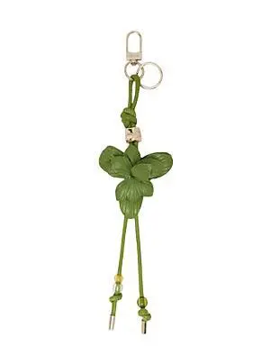 Maje Flower Leather Bag Charm - Green