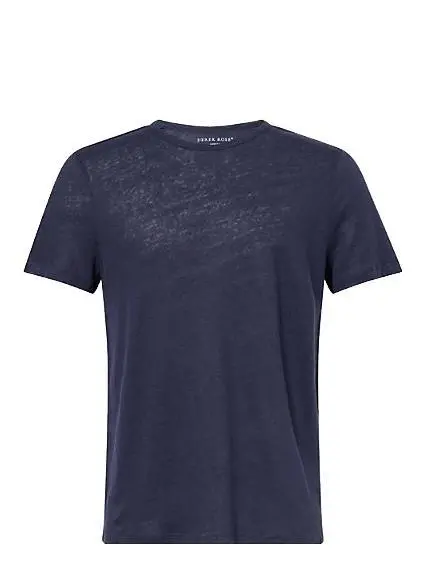 Derek Rose Jordan Short-sleeve Linen T-shirt - Navy