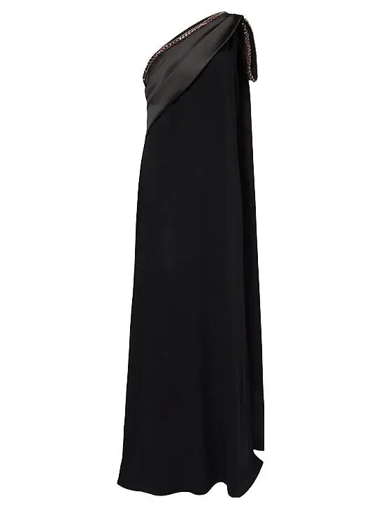 Roland Mouret Crystal-embellished Bow Satin Gown - Black