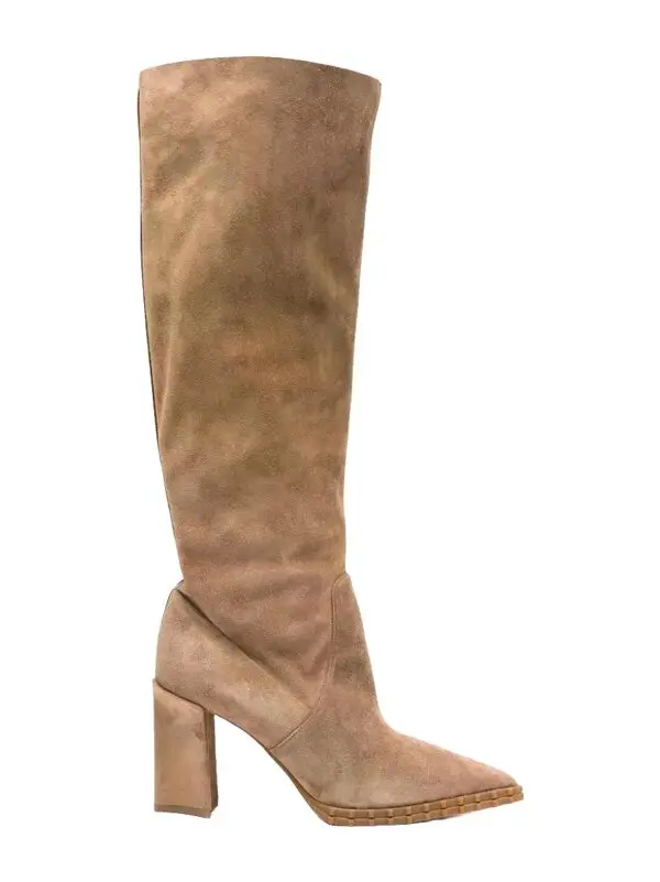 RAYLA K Pointed Toe Block Heel Boots - Neutrals