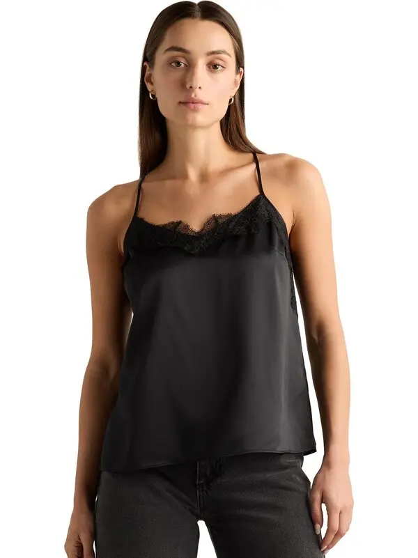 Quince Silk Lace Cami - Black