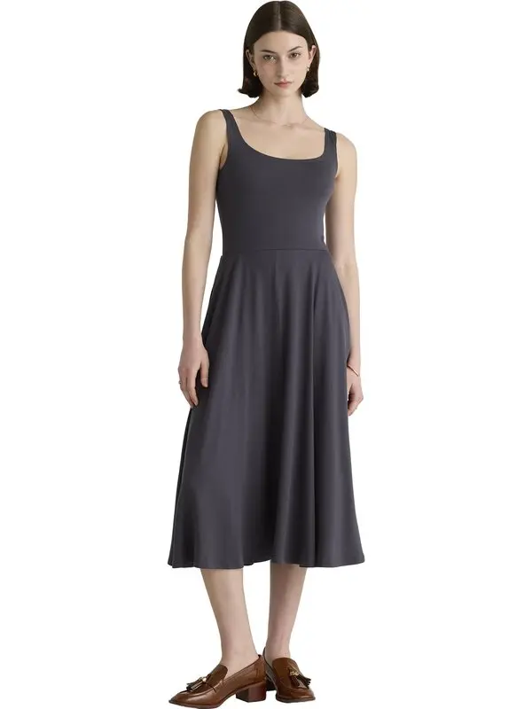 Quince Tencel Jersey Fit & Flare Dress - Carbon Grey