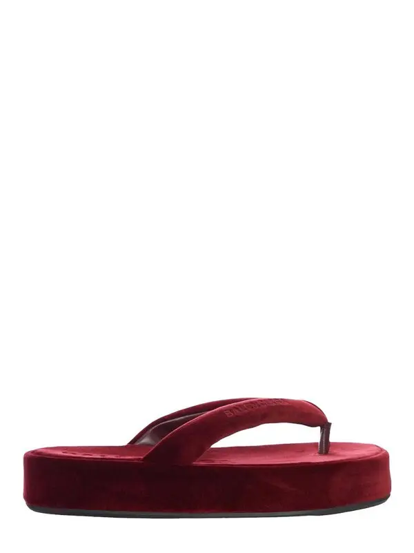Balenciaga Jet Lag Velvet Thong Flip-flop - Red