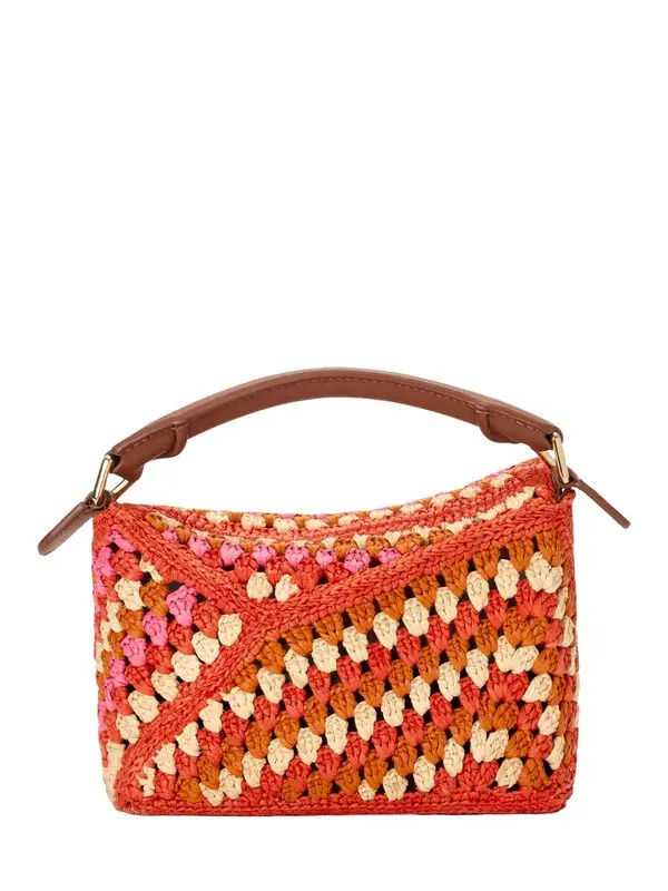 Loewe Mini Crochet Puzzle Edge Top Handle Bag - Orange