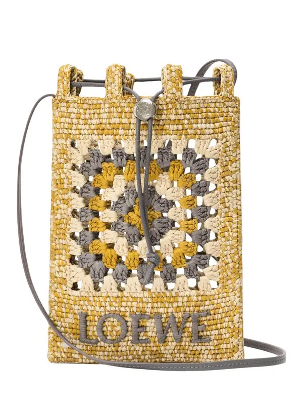 Loewe X Paula's Ibiza Crochet Logo Bag - Grey