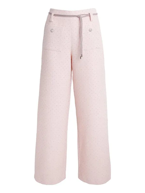 Maje Tweed Wide-leg Trousers - Pink