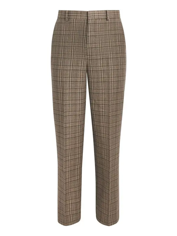 Auralee Tweed Check Straight Trousers - Brown