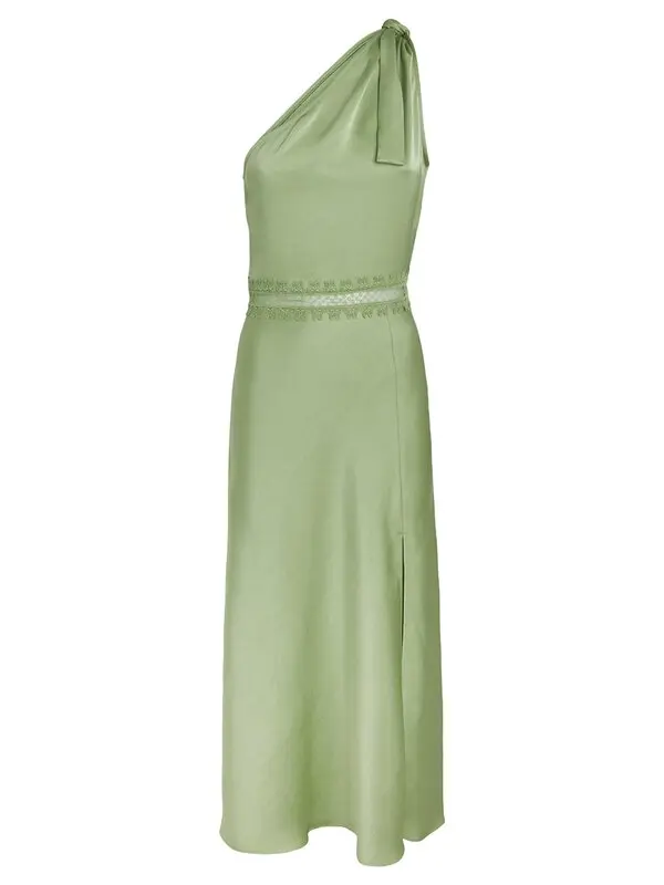 Claudie Pierlot Satin Asymmetric Maxi Dress - Green