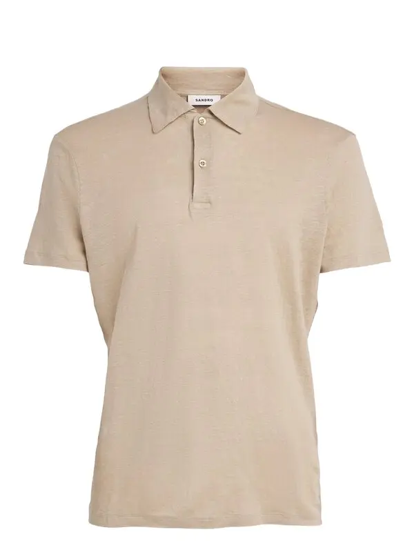 Sandro Linen Polo Shirt - Beige