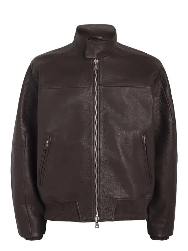 WON HUNDRED Leather Bomber Jacket - Brown