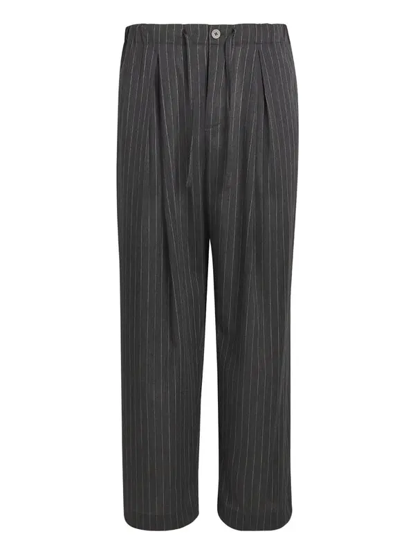 WOOYOUNGMI Wool-blend Pinstripe Wide-leg Trousers - Grey