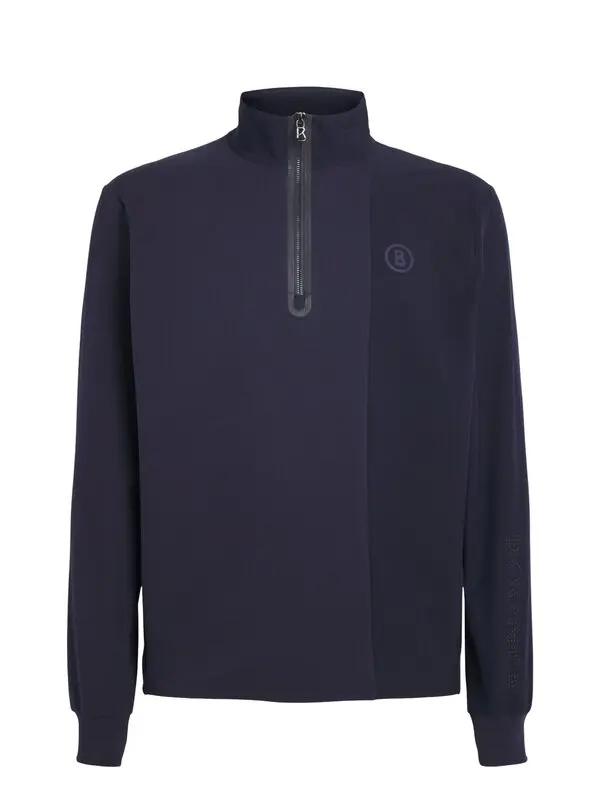 Bogner Cotton-blend Connor Quarter-zip Sweatshirt - Navy