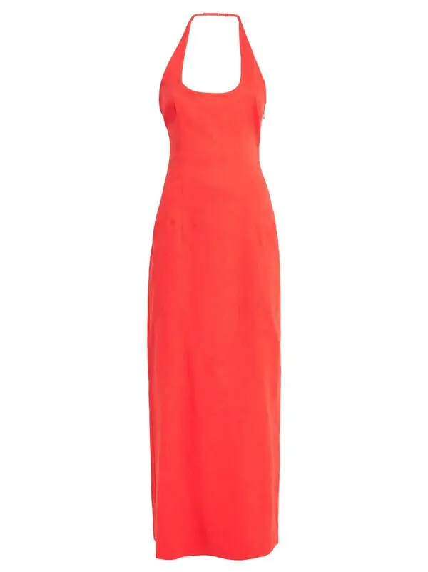 SIR. Linen-blend Halterneck Elodie Maxi Dress - Red