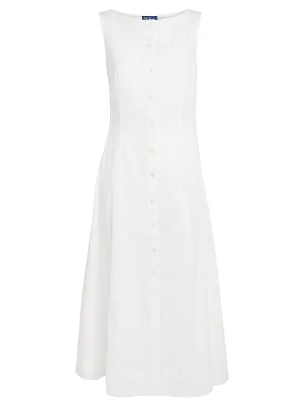 Polo Ralph Lauren Cotton Panelled Midi Dress - White