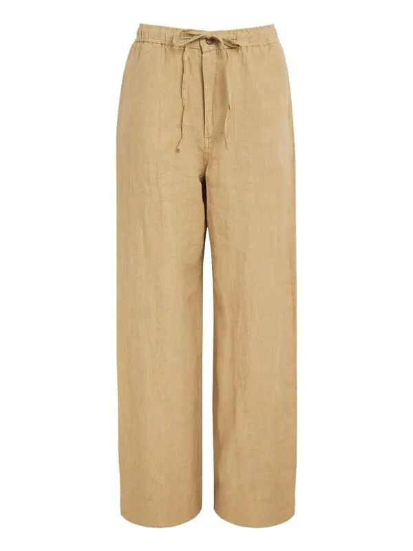 Polo Ralph Lauren Linen Drawstring Wide-leg Trousers - Beige