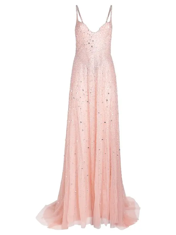 GEORGES HOBEIKA Silk-blend Embellished Gown - Pink