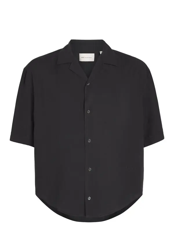 Ami Cotton De Coeur Short-sleeve Shirt - Black
