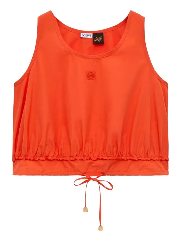 Loewe X Paula's Ibiza Cotton-blend Sleeveless Crop Top - Orange