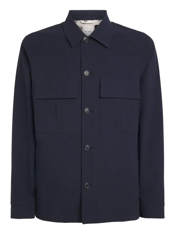 Paul Smith Seersucker Twin-pocket Overshirt - Blue