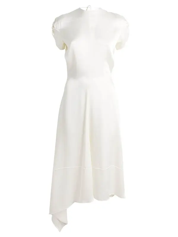 Victoria Beckham Twist Shoulder Midi Dress - Ivory