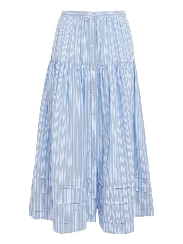 DÔEN Organic Cotton Stripe Marceline Maxi Skirt - Blue