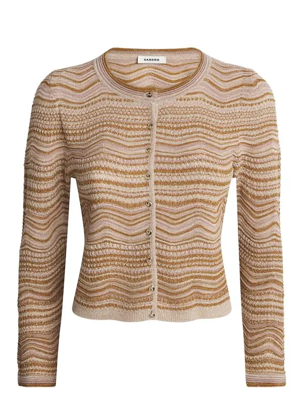 Sandro Knitted Stripe Cardigan - Brown