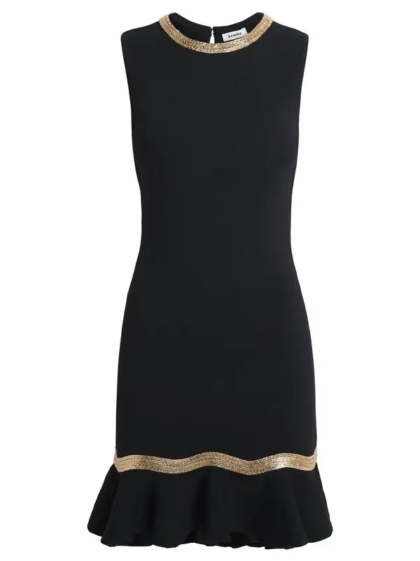 Sandro Knitted Chain-detail Mini Dress - Black