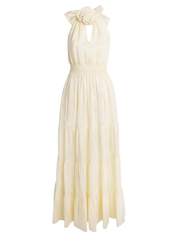 Sandro Linen-blend Tiered Maxi Dress - Beige