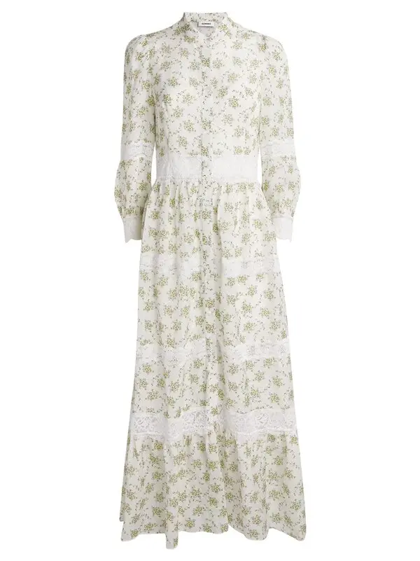 Sandro Lace Floral Midi Dress - Beige