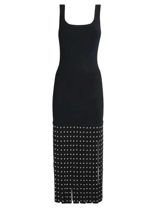 Sandro Knitted Fringe Midi Dress - Black