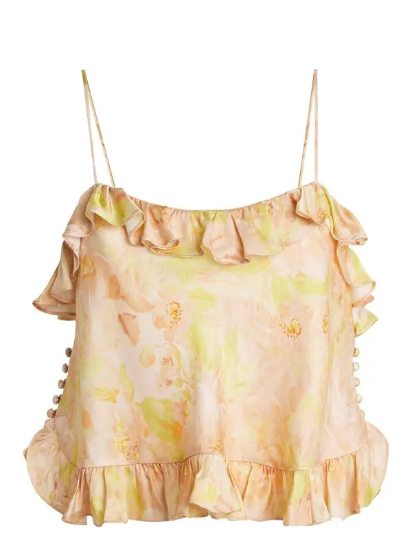 Sandro Satin Floral Print Cami Top - Pink