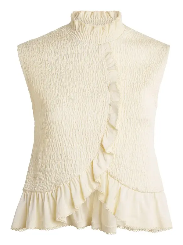 Sandro Ruffled Smock Sleeveless Top - Yellow