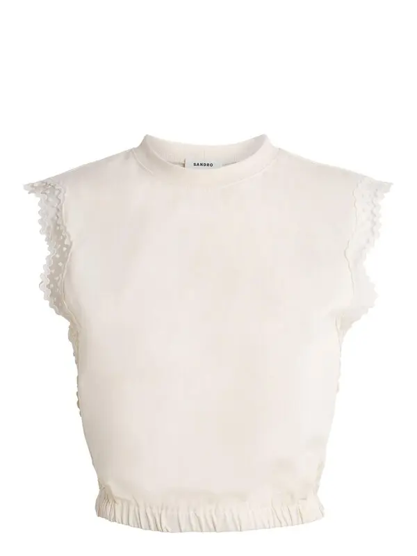 Sandro Cotton Lace Tank Top - Beige